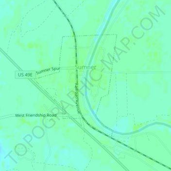 Topografisk kort Sumner, højde, terræn